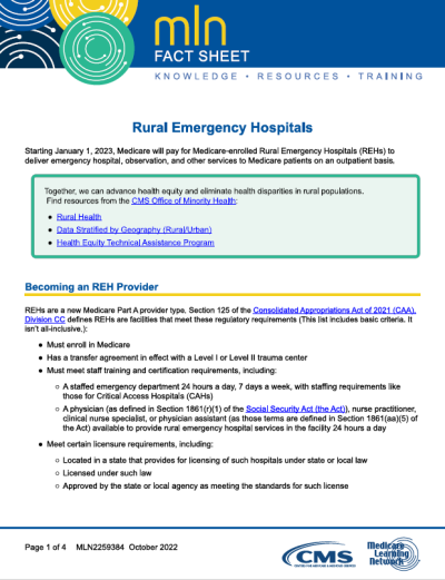 Rural Emergency Hospital (REH) – Nevada Rural Hospital Partners